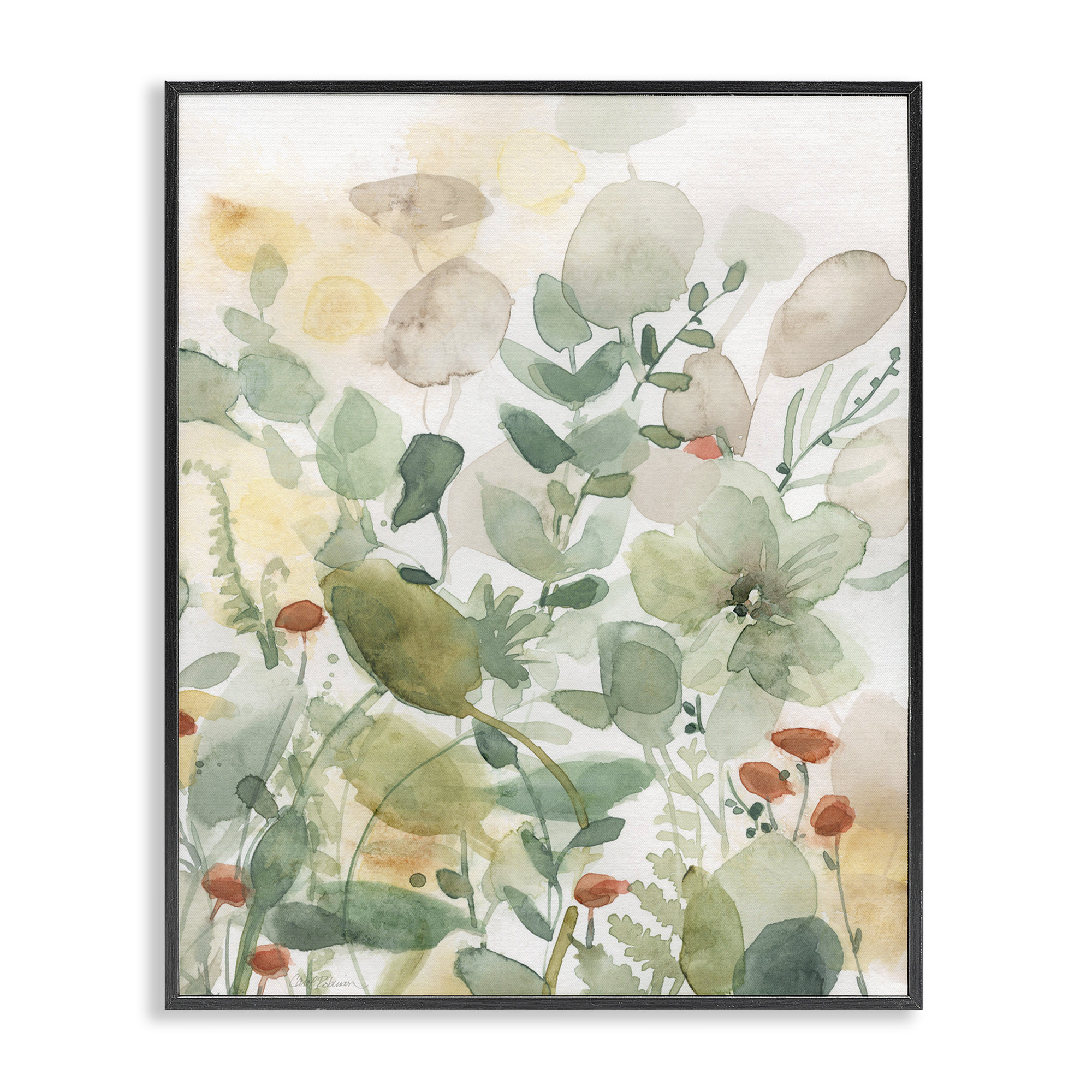 Ebern Designs Layered Transparent Leaves Framed Giclee Art by Carol ...