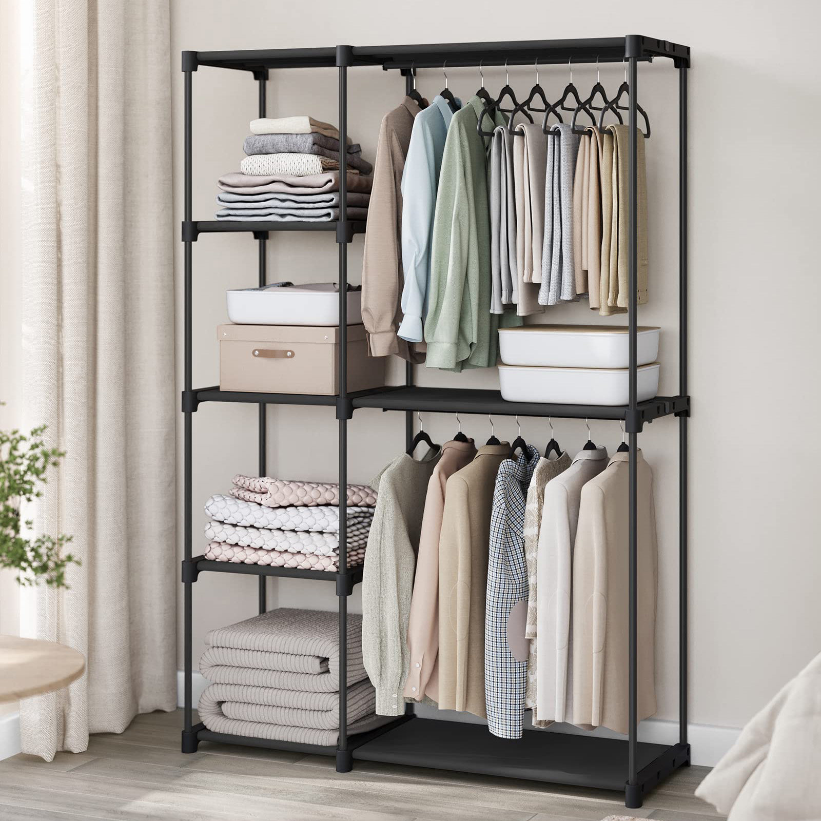 Rebrilliant Portable Freestanding Closet Organizer with Shelves ...