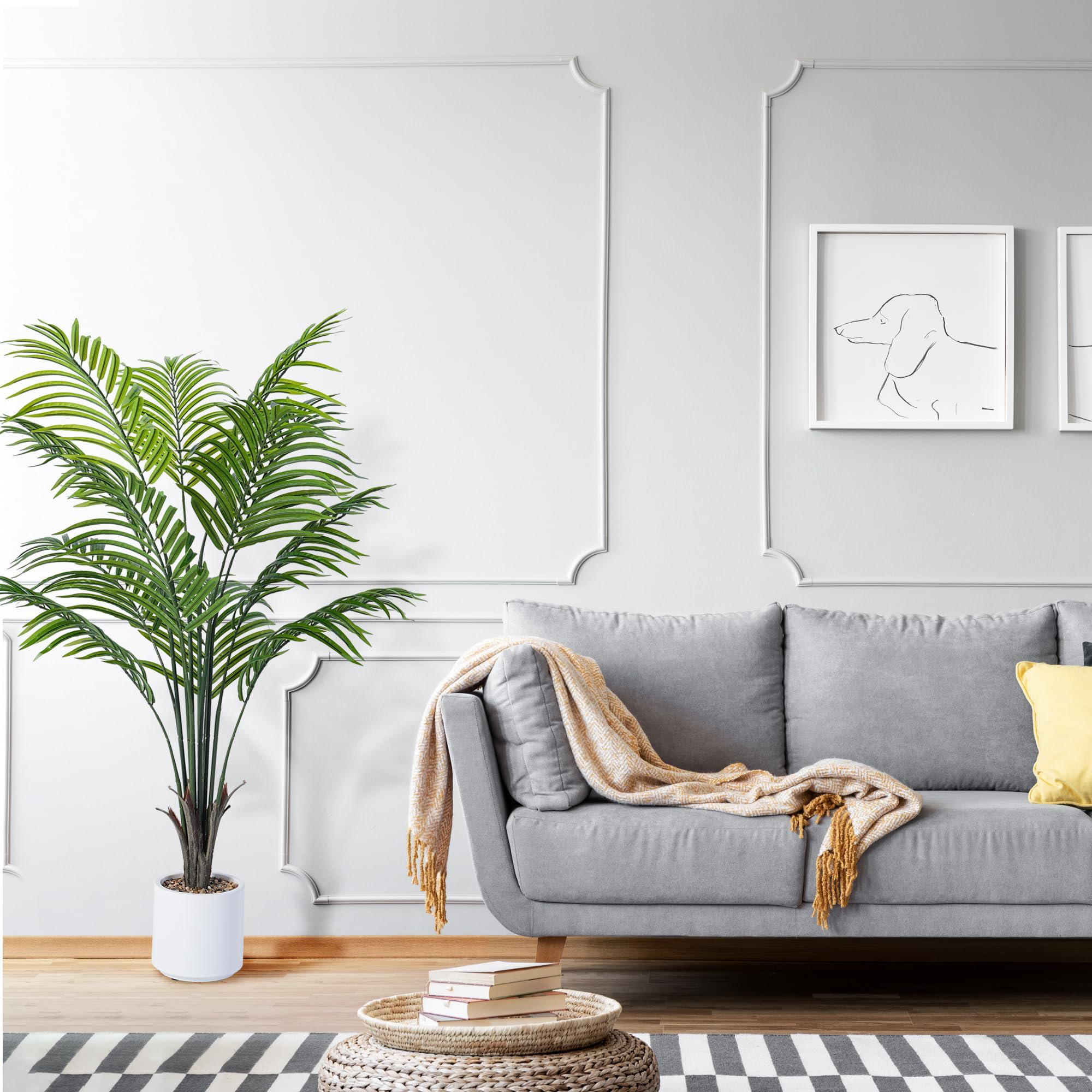 Primrue Artificial Areca Palm Tree 4FT Fake Potted Plant Replica Silk Tropical Areca Palm Tree ...