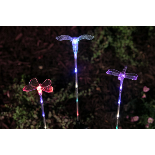 Exhart 3 Piece Solar Acrylic Butterfly, Hummingbird and Dragonfly ...