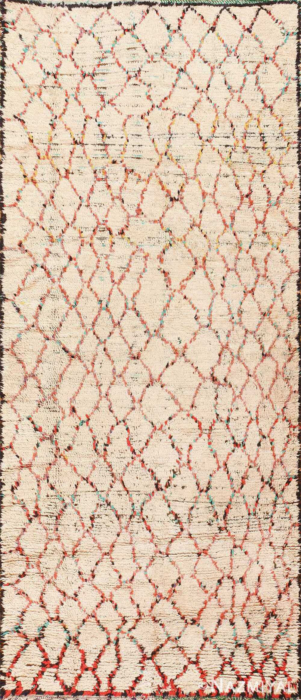 Nazmiyal Collection Plush Ivory Wool Pile Vintage Mid Century Modern ...