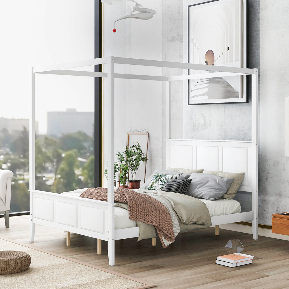 Red Barrel Studio® Phillida Pine Canopy Bed | Wayfair
