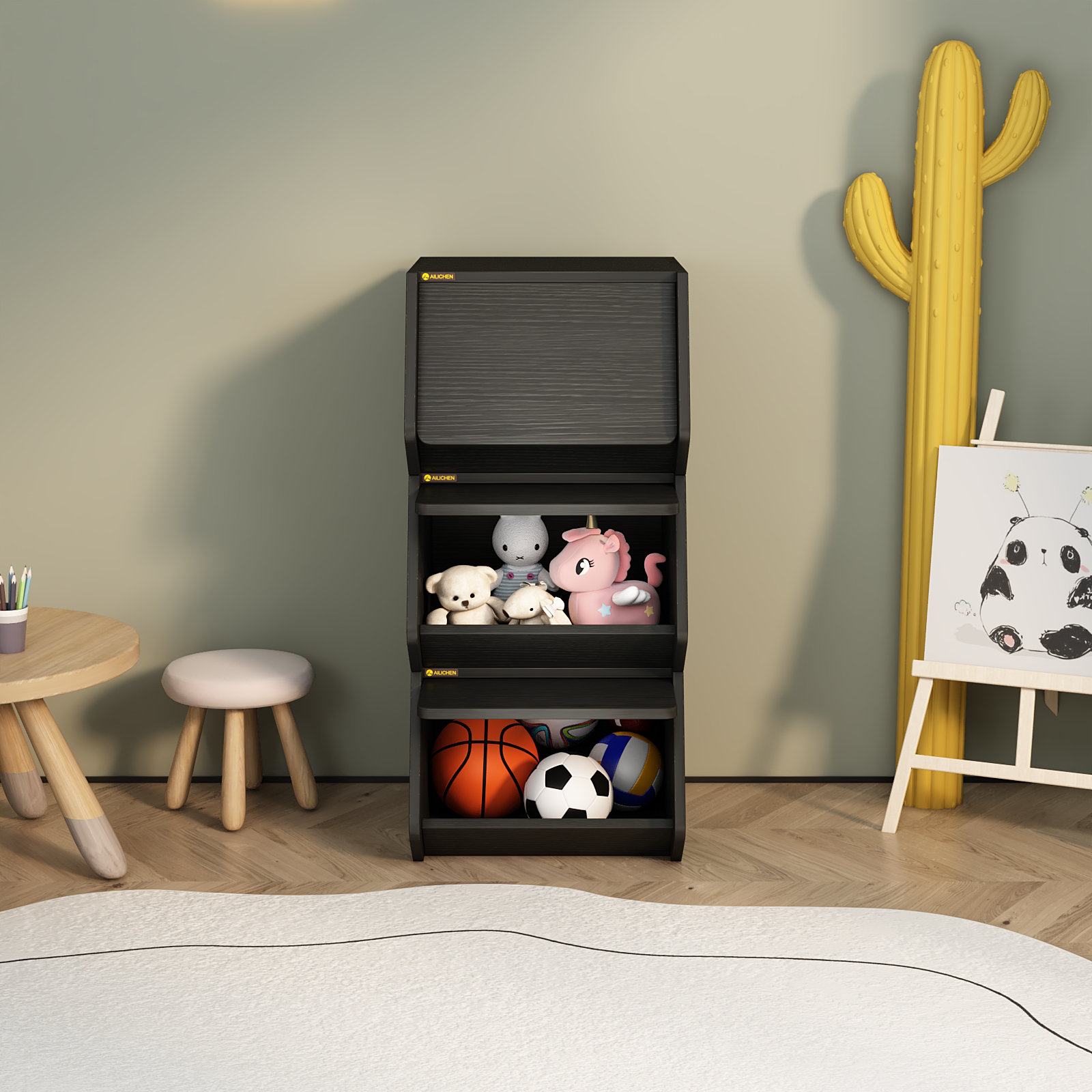 Ebern Designs 4 Sling Bookcase Display Stand Storage Bookshelf with 4 ...