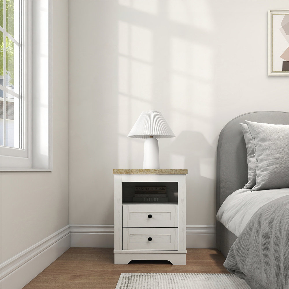 Lark Manor™ Rustic Farmhouse Nightstand with 2 Drawers, Perfect for ...