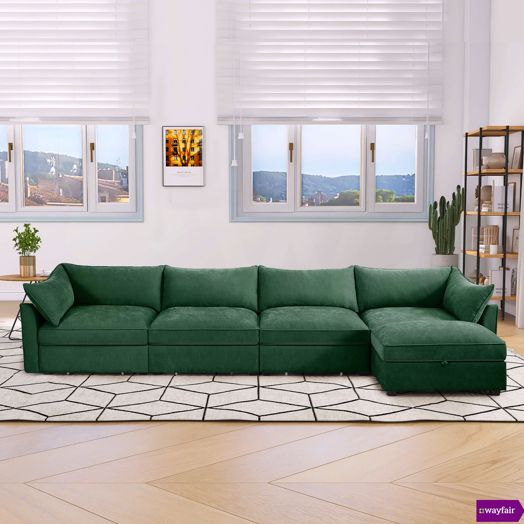 Latitude Run® Nyerere 146.4"W Chenille 4 - Seater Sofa An Ottoman ...