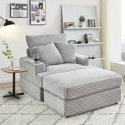 Ebern Designs Ermia Upholstered Chaise Lounge Chair convertable accent ...