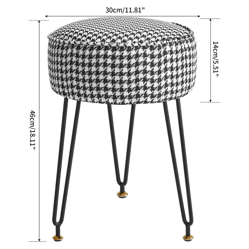 George Oliver Houndstooth Round Footrest Stool | Wayfair