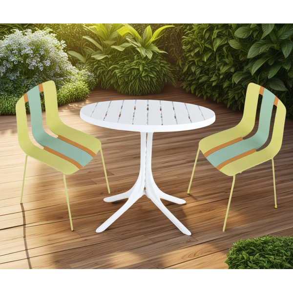 George Oliver 4-Pack Modern Striped Color Block Chairs, Pp Plastic Seat ...