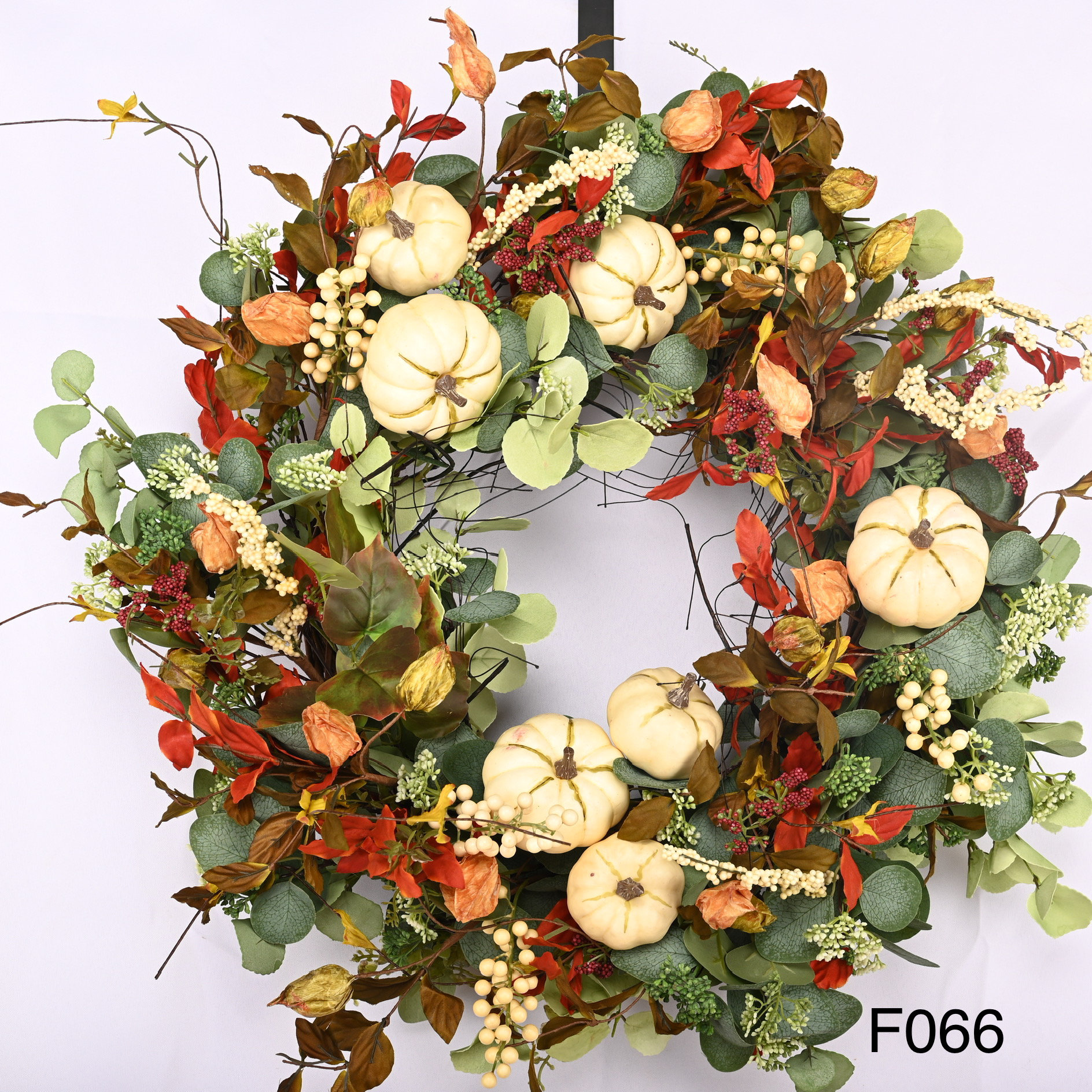 Huashen 26" Handcrafted Fall Front Door Thanksgiving Day Pumpkin Wreath ...