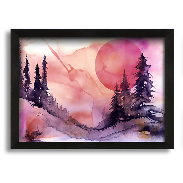 Union Rustic Pink Winter Sun - Single Picture Frame Painting on Canvas ...