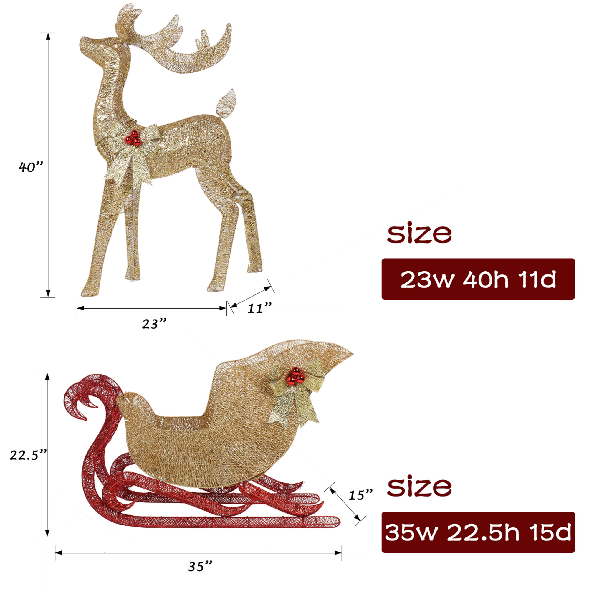 The Holiday Aisle® Reindeer & Sleigh Lighted Display | Wayfair