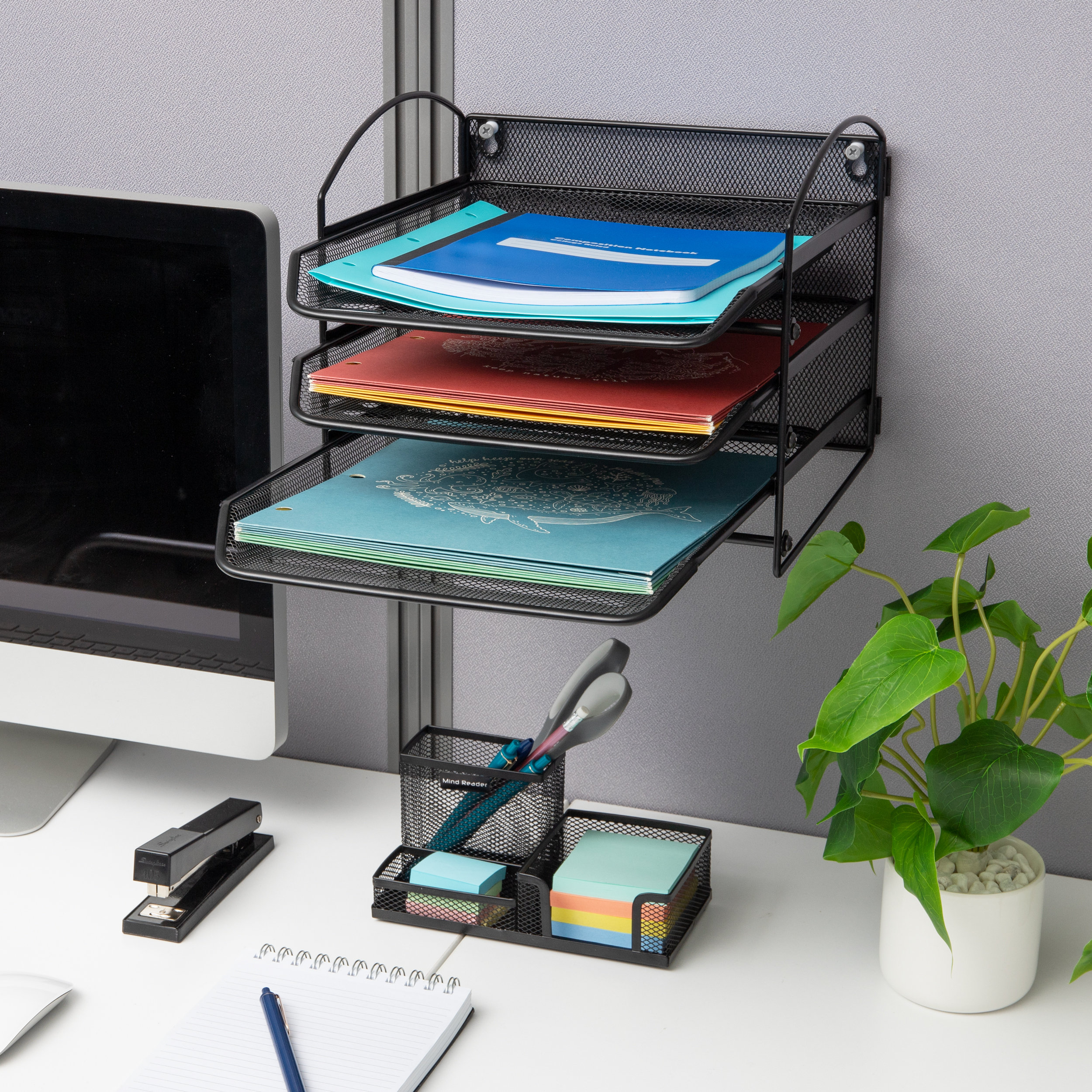 Mind Reader 3-Tier Paper Tray, Desktop Organizer, Wall Mountable ...