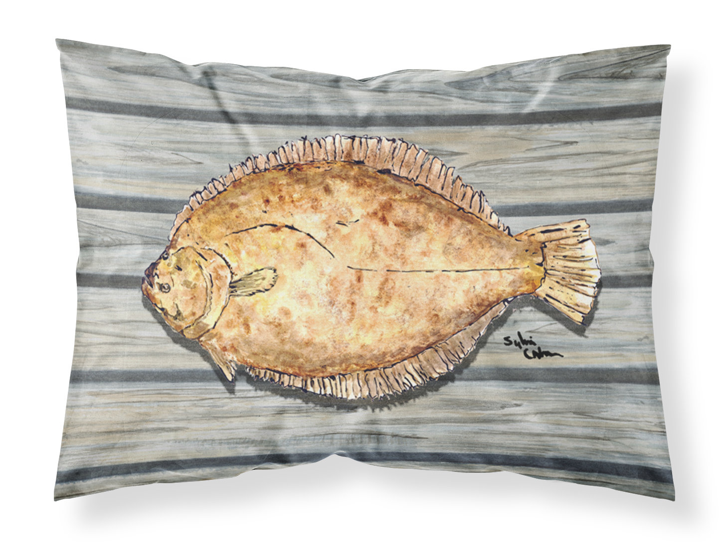 Caroline's Treasures Fish Flounder Striped Pillowcase | Wayfair
