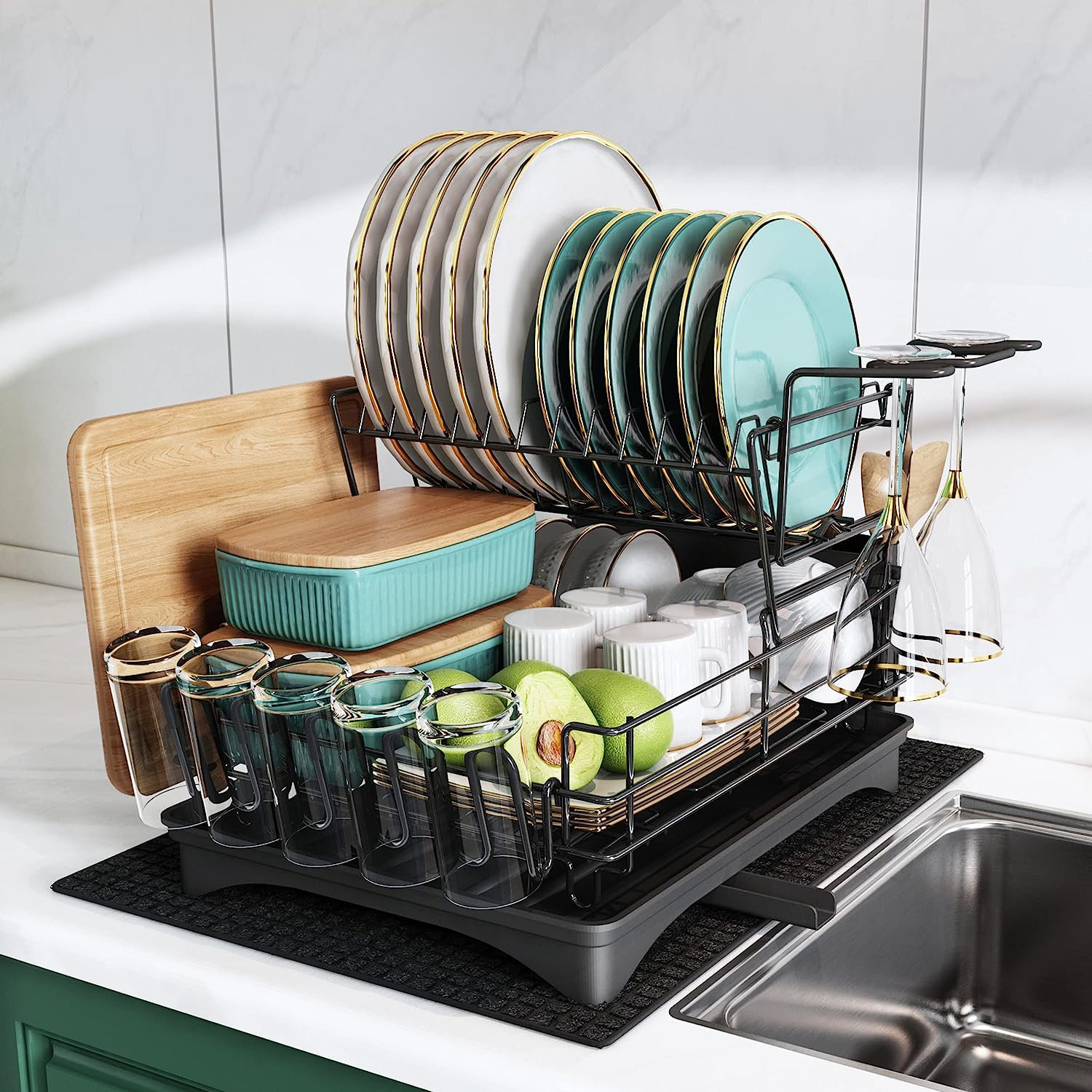 Rebrilliant Lucelle Metal 2 Tier Dish Rack | Wayfair