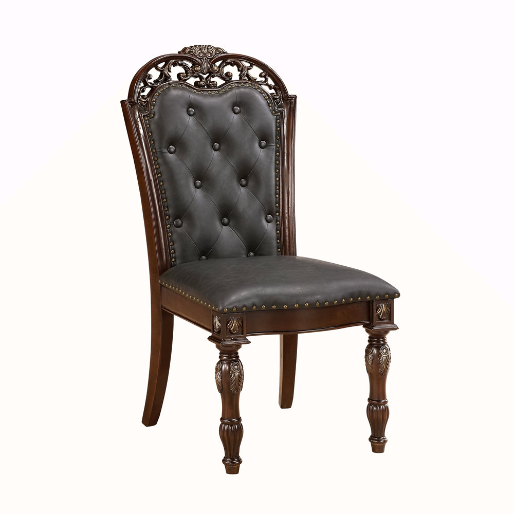 Bloomsbury Market Formal Dining Chairs Set Of 2 Cherry Finish Button ...