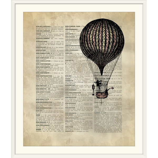 Great Big Canvas Vintage Dictionary Art: Hot Air Balloon Farmhouse ...