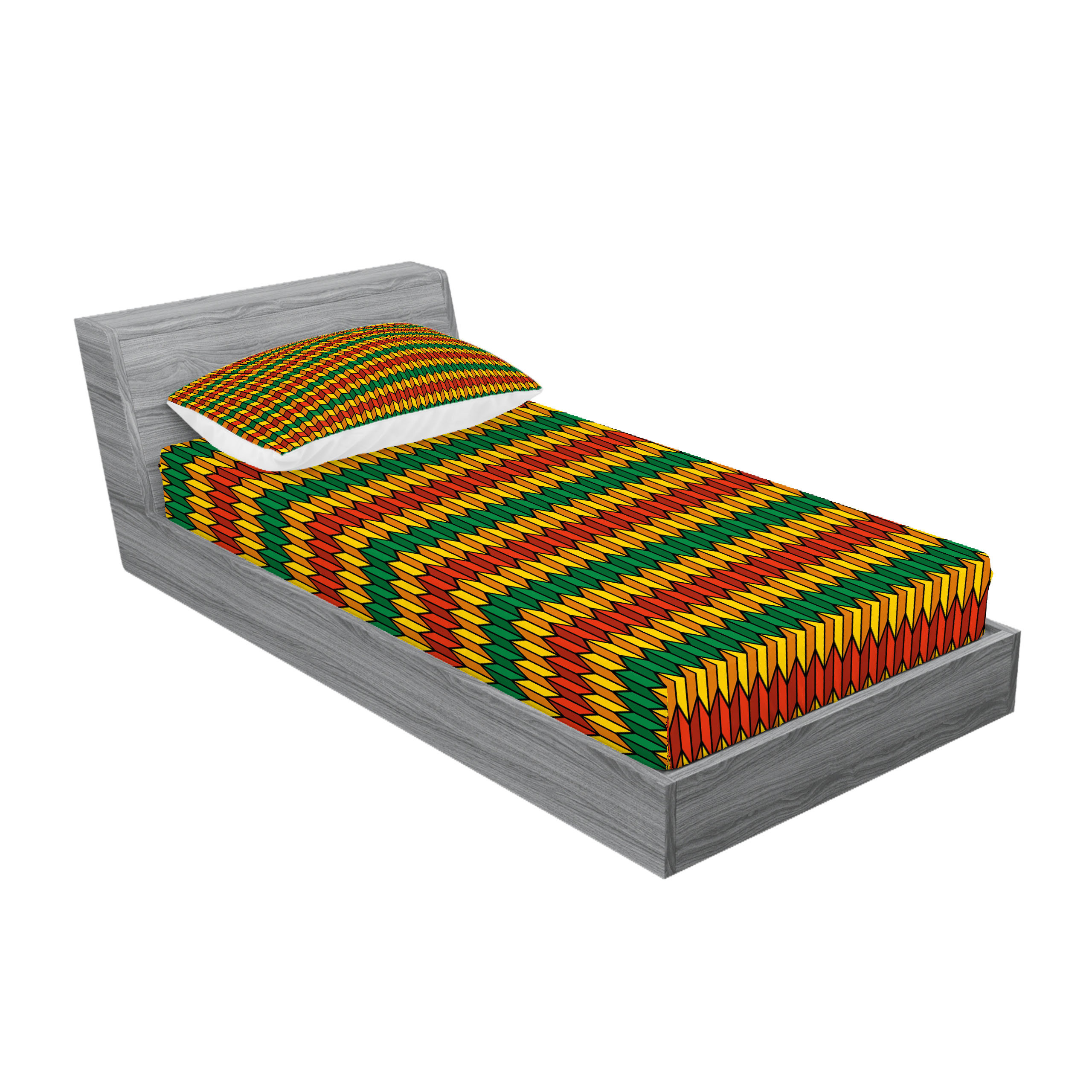 Ambesonne Rasta Fitted Sheet & Pillow Sham Set, Marigold Orange | Wayfair