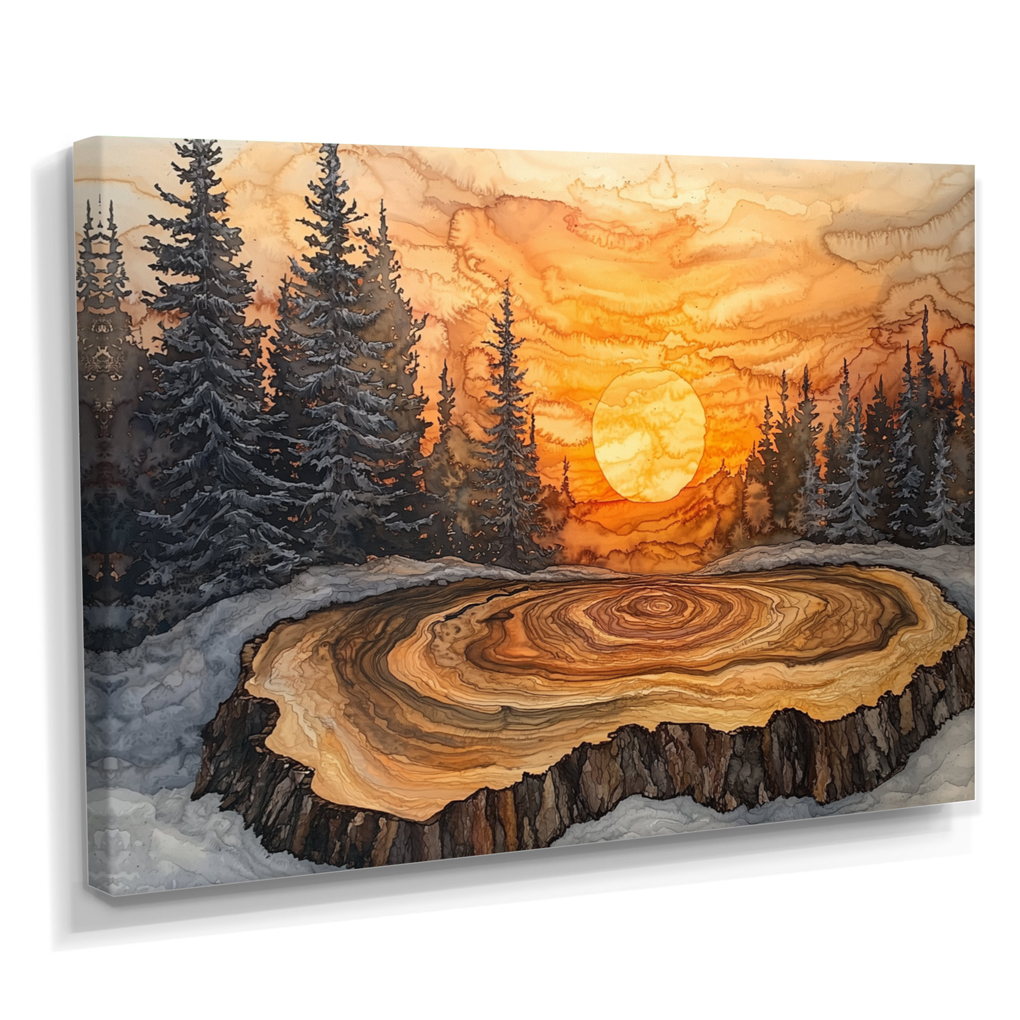 Millwood Pines Sunrise Pine Tree On Wooden Tree Slide III - Landscapes ...