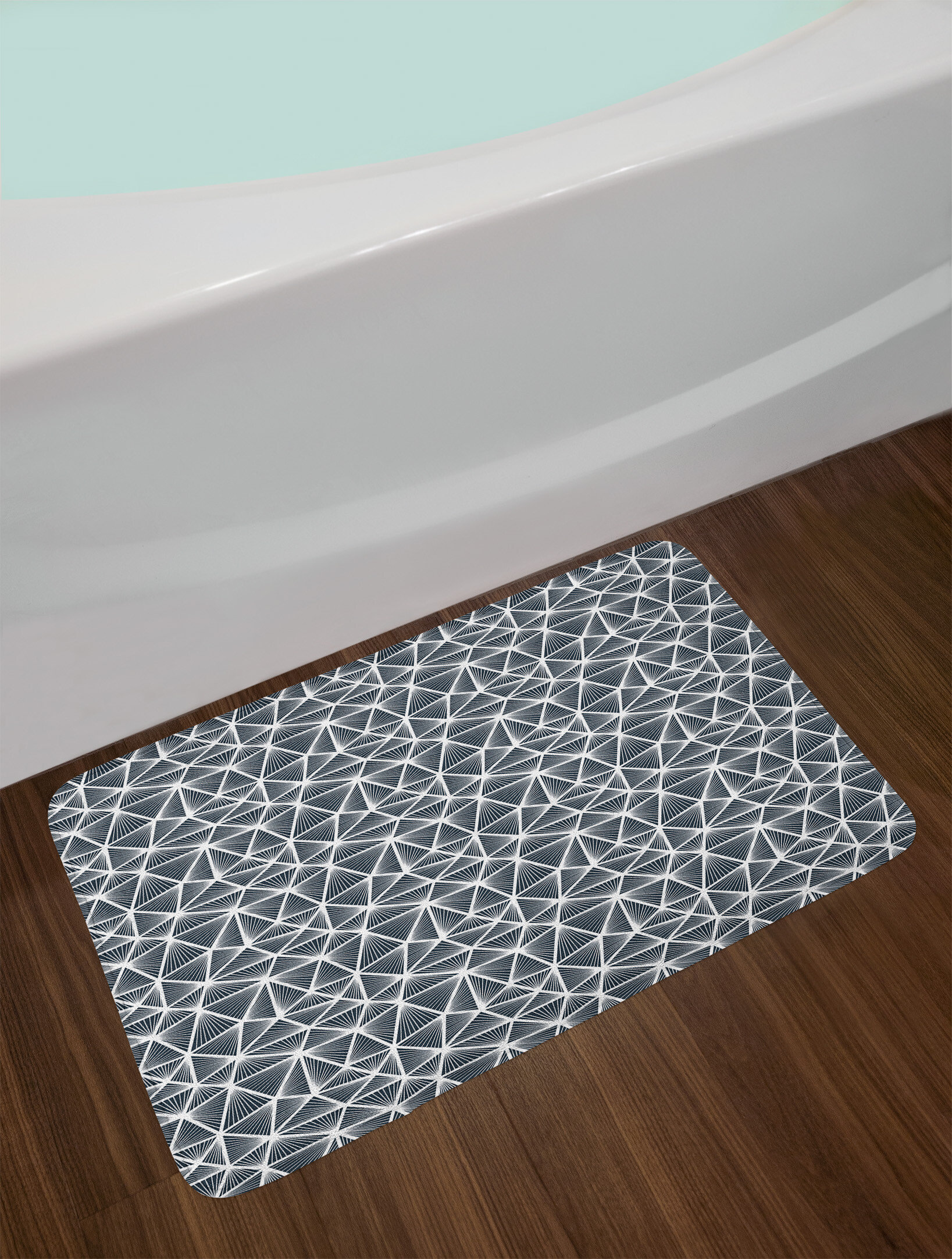 East Urban Home Geometric Plush Bath Mat, Triangular Shapes Lines, 30.2 ...