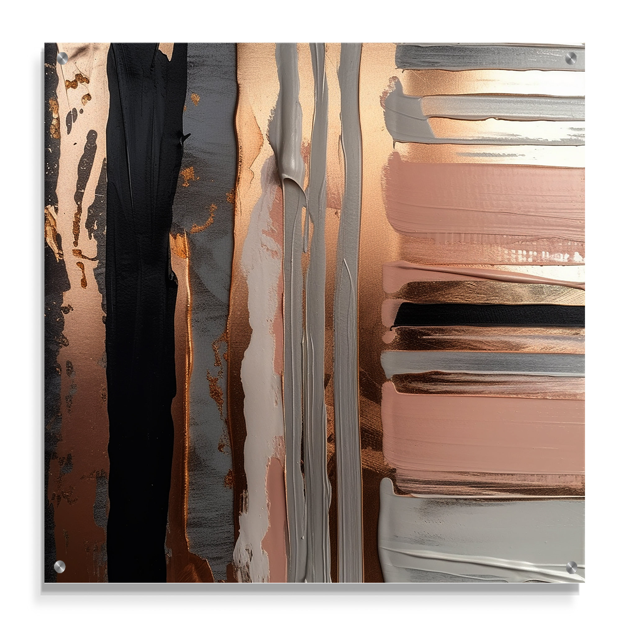 Mercer41 Rosegold And Pink Forms In Contemporary I - Abstract Acrylic ...