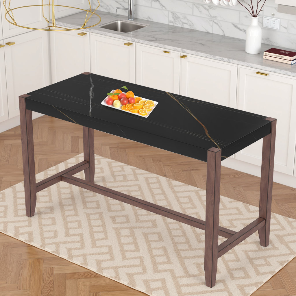 Ivy Bronx Rectangular Counter Height Dining Table Bar Table with Faux ...