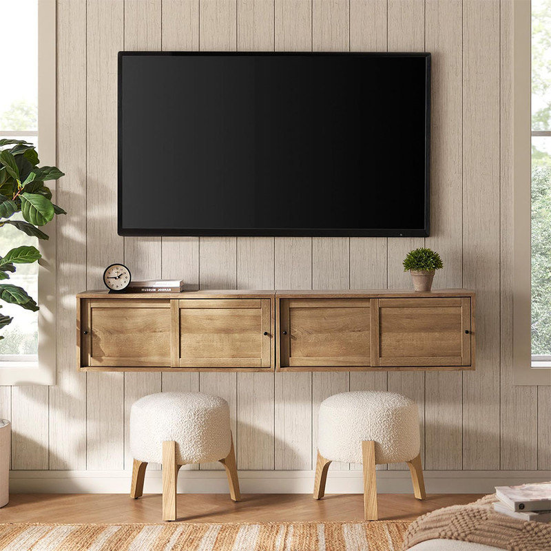 Loon Peak® Floating Shelf, Multi-Purpose Modular Under TV Display Shelf ...