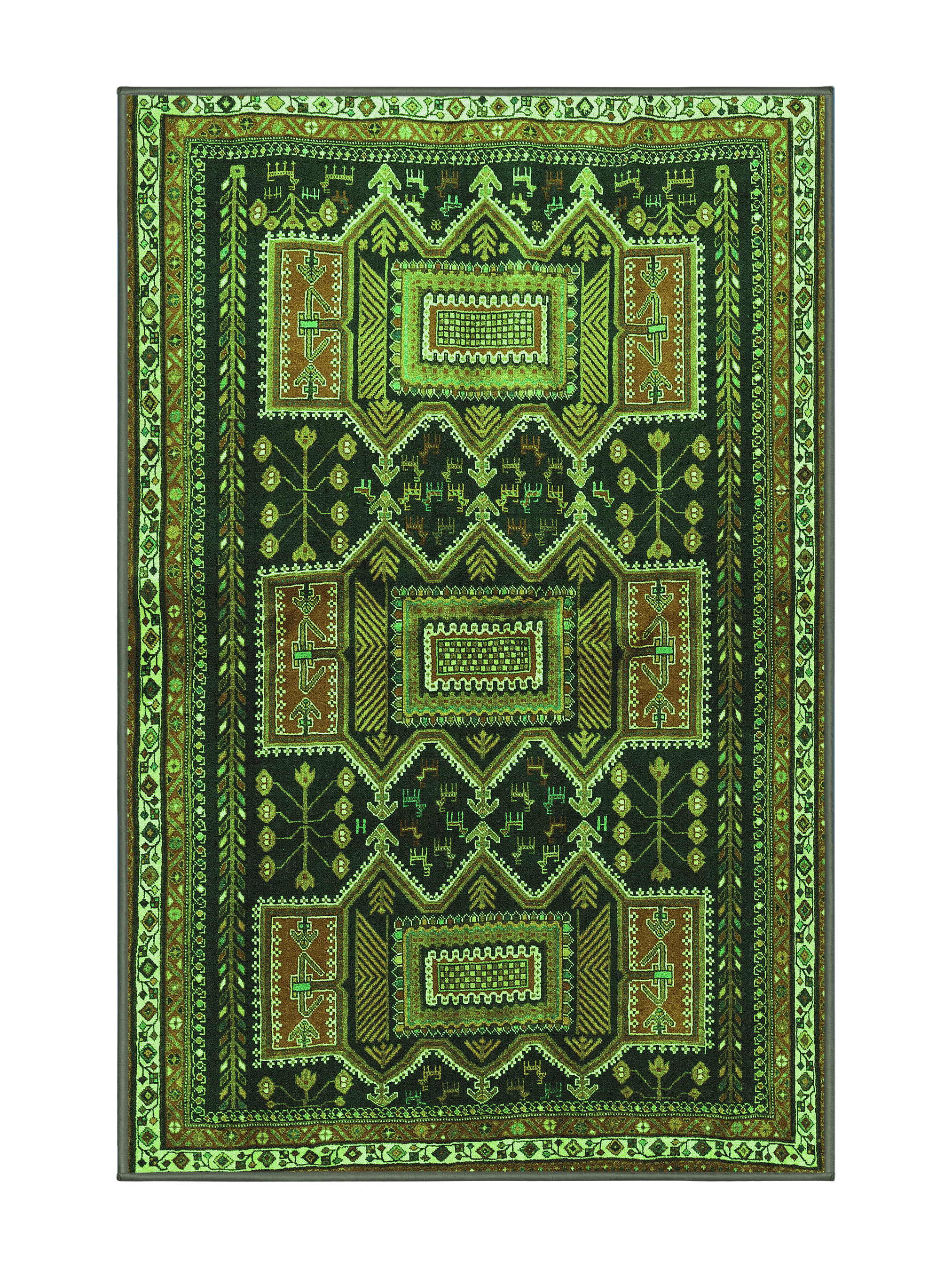 Bungalow Rose Traditional 655 Green Machine Washable Area Rugs | Wayfair