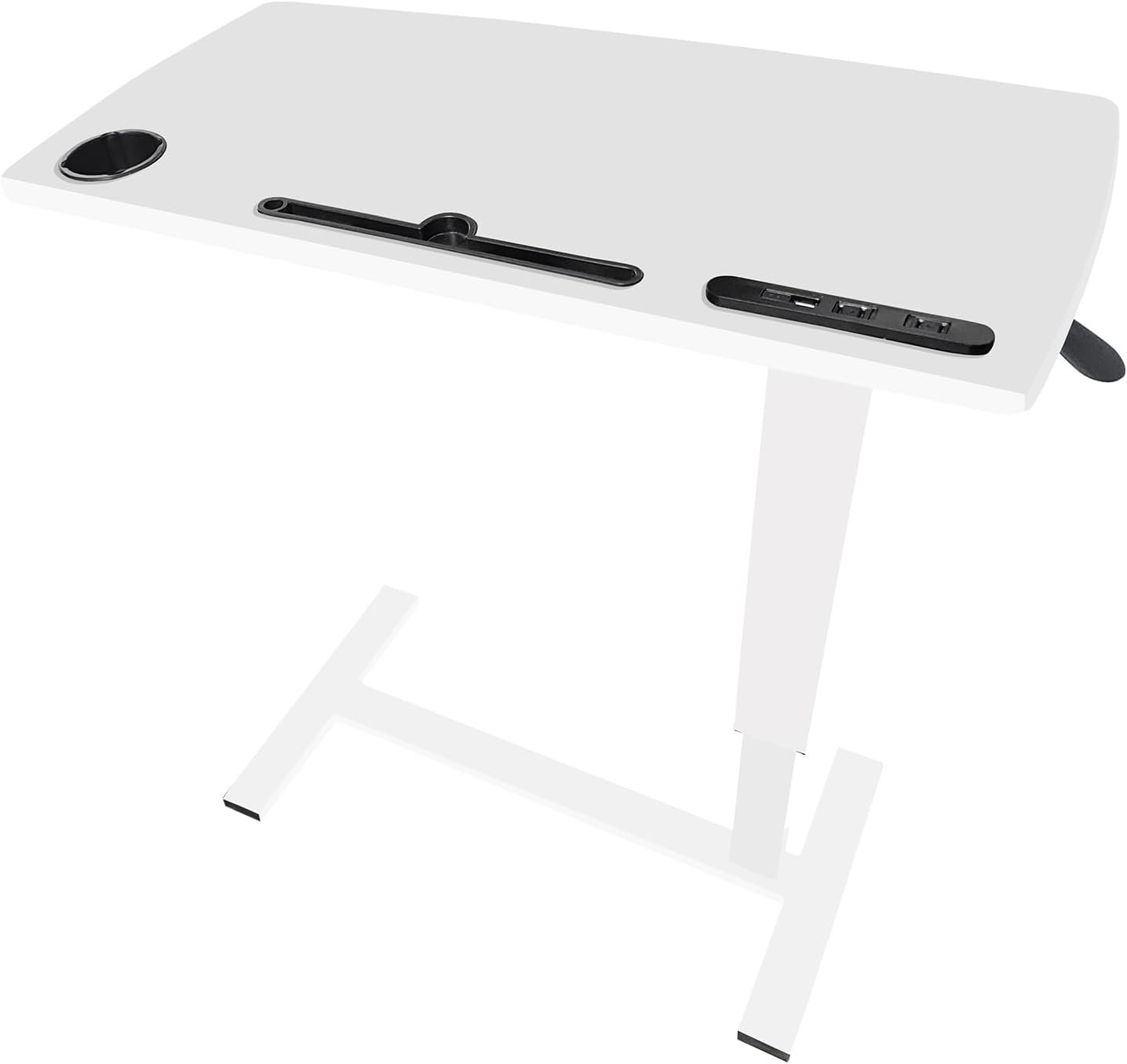 Latitude Run® Pneumatic Adjustable Height Stand Desk With Hidden Wheels ...