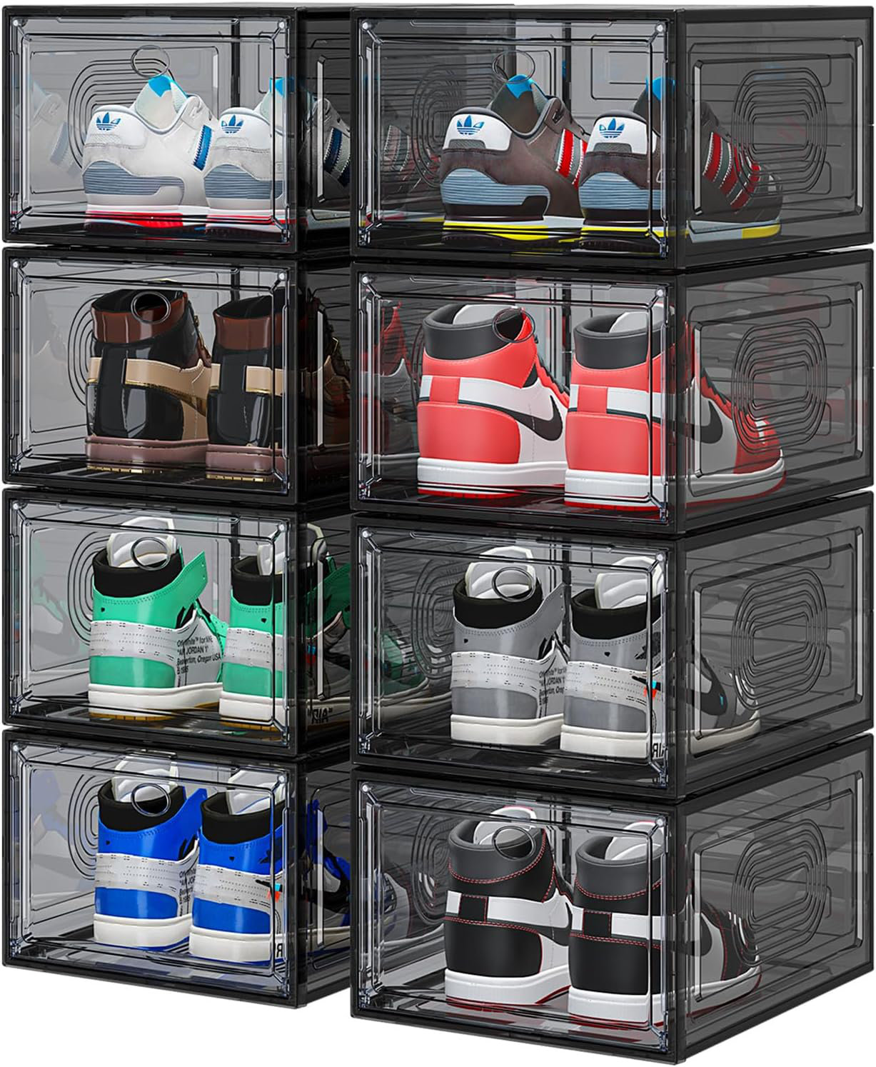 Latitude Run® 8 Pack Thicken & Clear Shoe Boxes Organizer with Magnetic ...