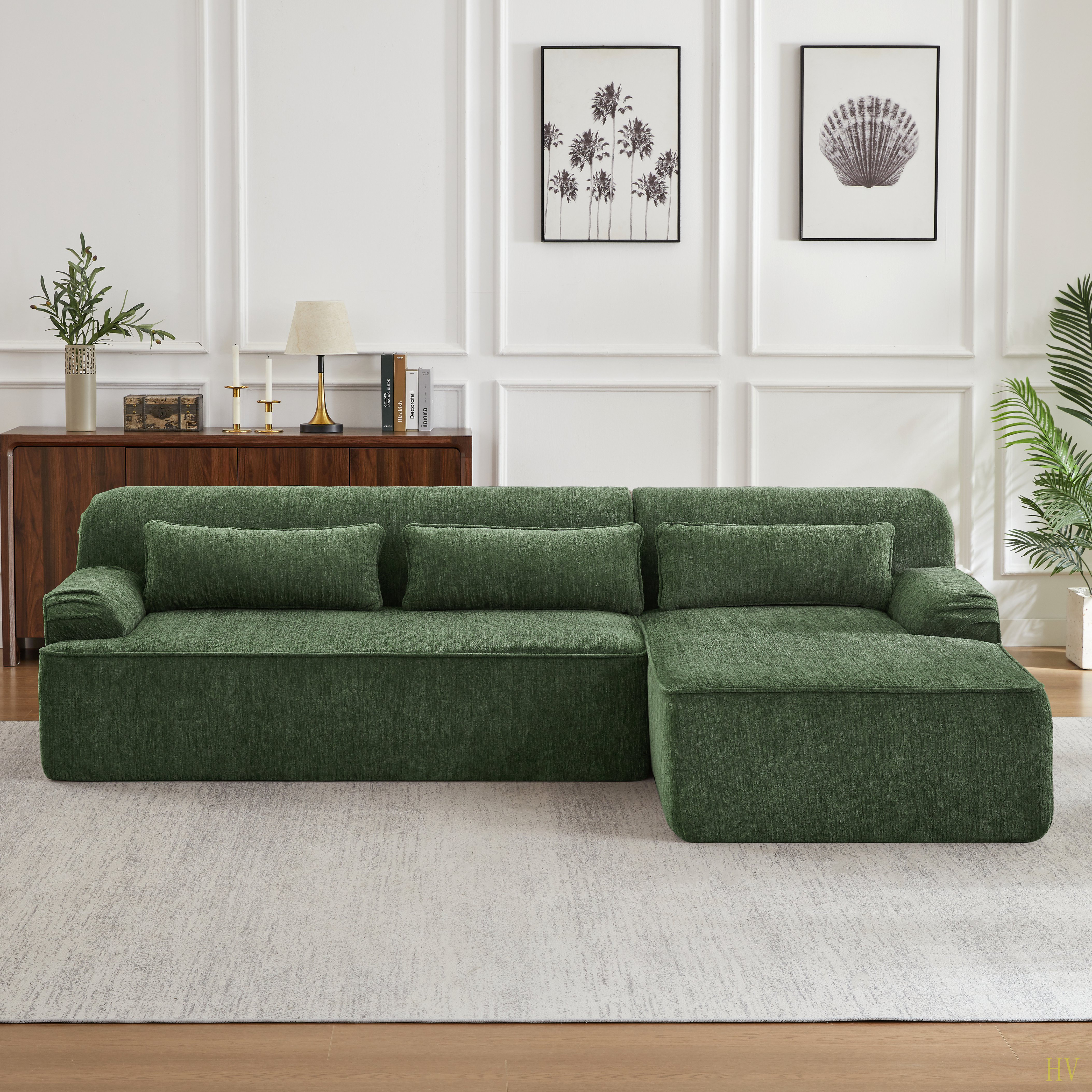 Latitude Run® Chenille L-Shape Sectional Oversized Sofa,Mnimalist ...