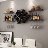 Latitude Run® Alina Wall Mounted Wine Bottle & Glass Rack in White ...