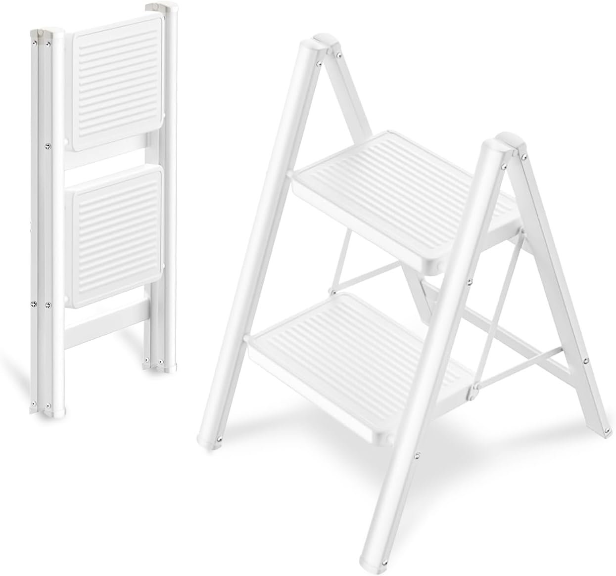 Latitude Run® 2 Step Ladder Folding Step Stool,330 Lbs Load Heavy Duty ...