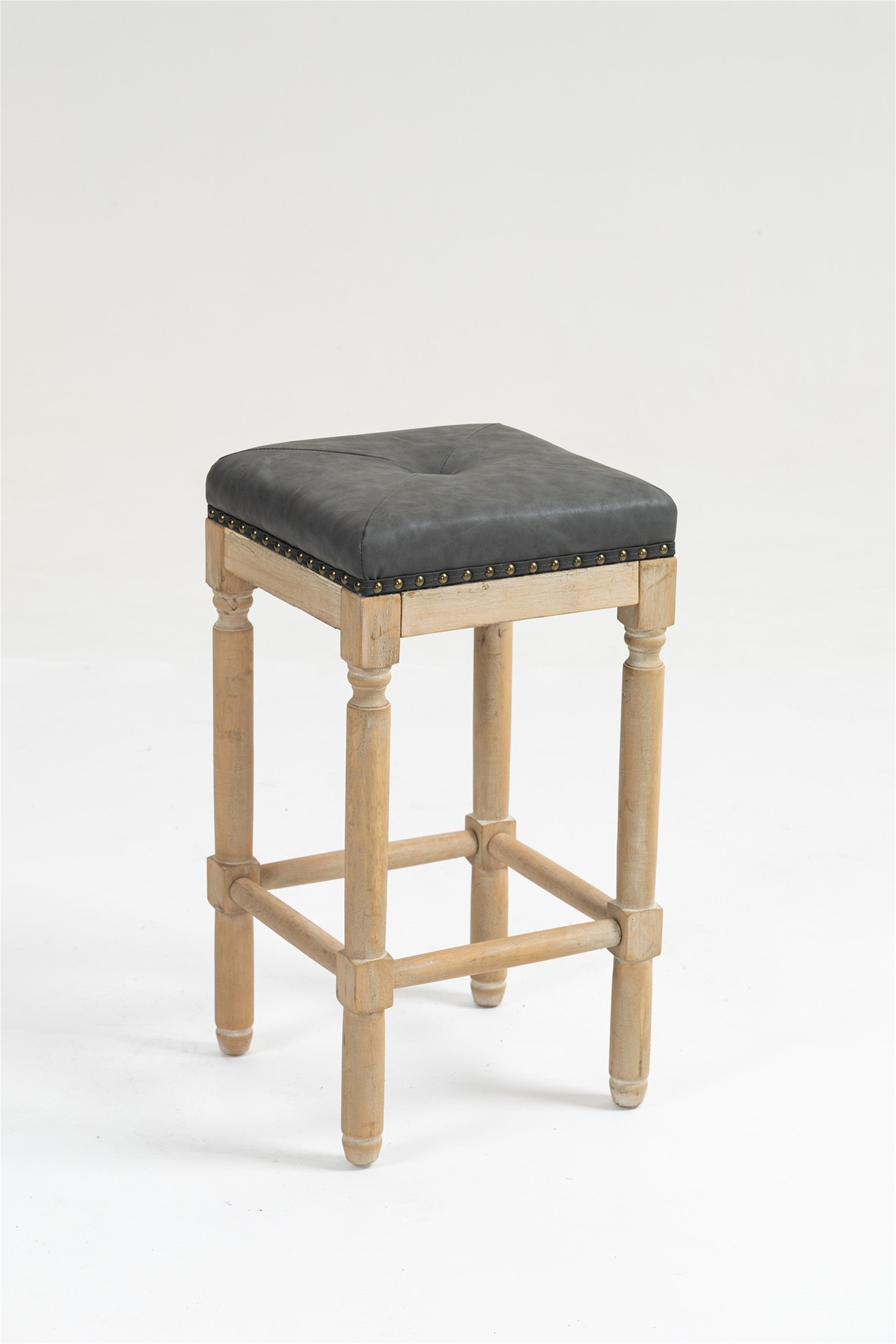 Ebern Designs Tufted Stools Wooden Counter Stools Set Of 2 | Wayfair