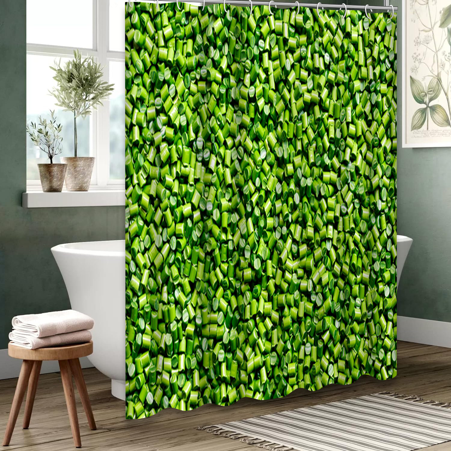 East Urban Home Green Dark Waterproof Shower Curtain,Green Chartreuse ...
