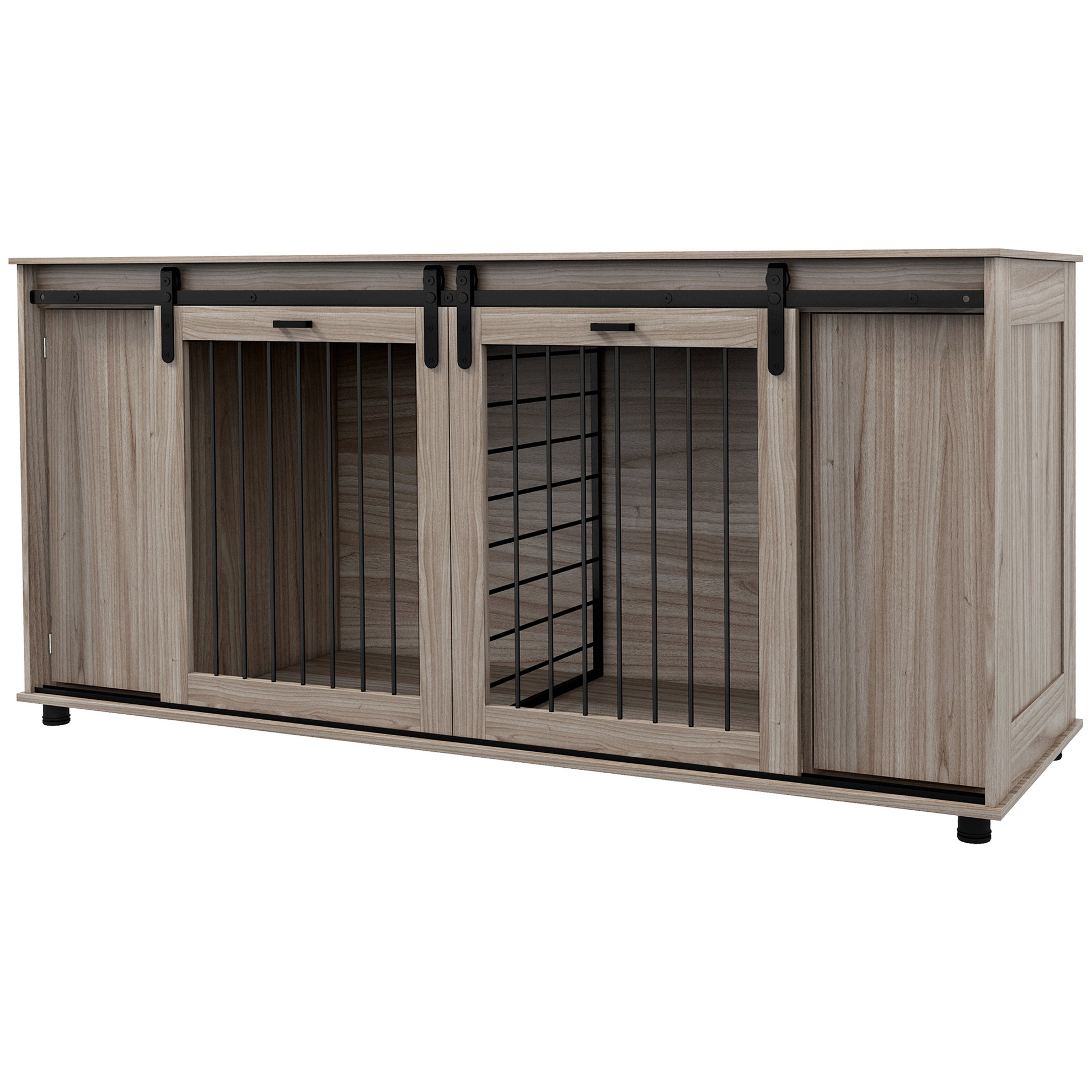 Tucker Murphy Pet™ 71" Modern Walnut Dog Crate Furniture - Removable ...
