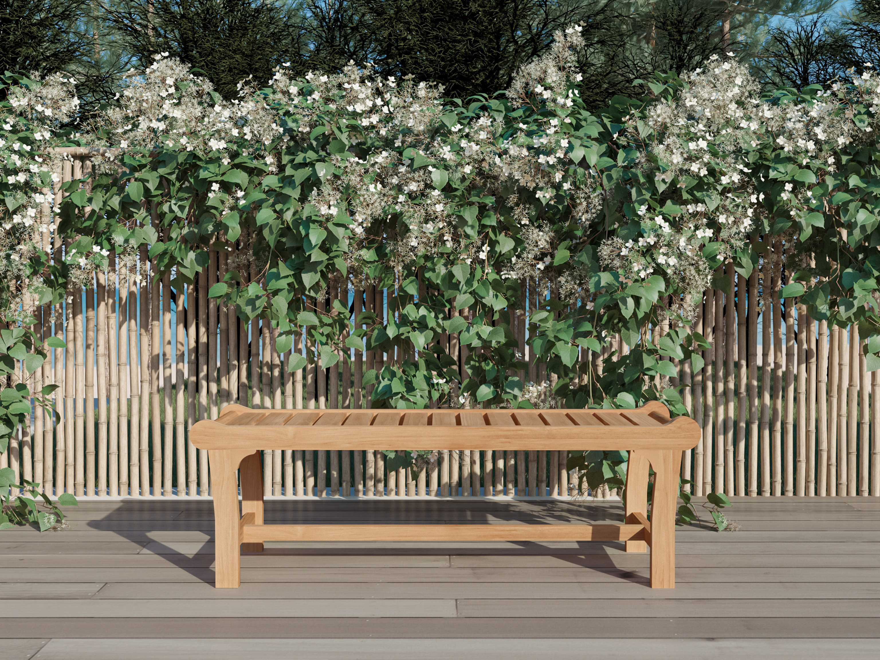 Highland Dunes Beretta Park 2-Person Teak Outdoor Backless Bench ...