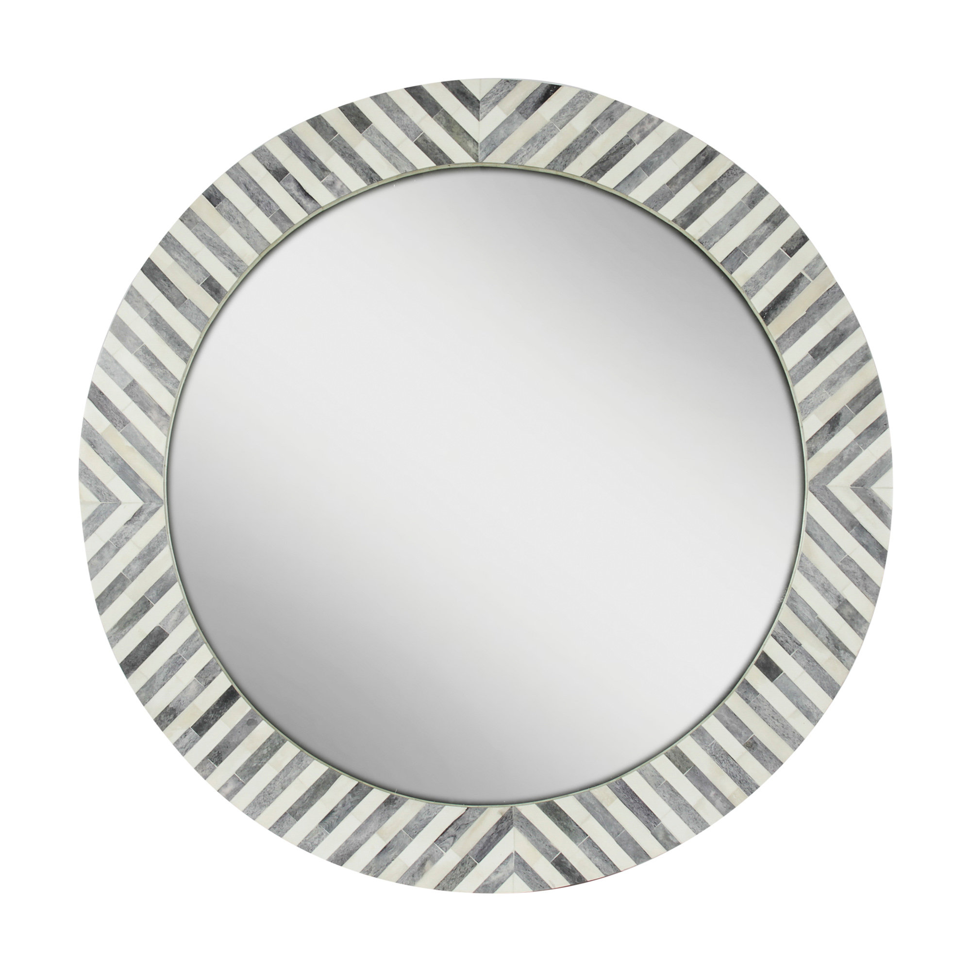 Birch Lane™ Demson Round Bone Framed Wall Mounted Mirror & Reviews ...