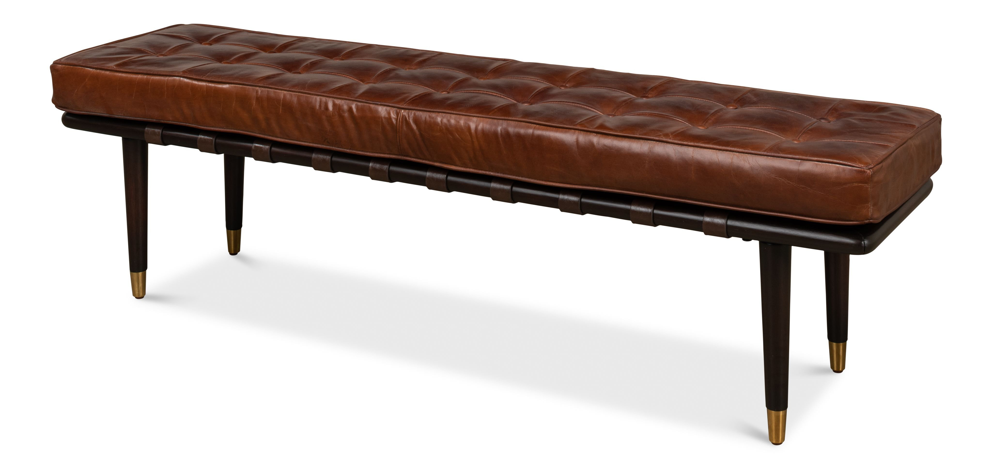 Sarreid Ltd Prince Albert Genuine Leather Bench | Wayfair