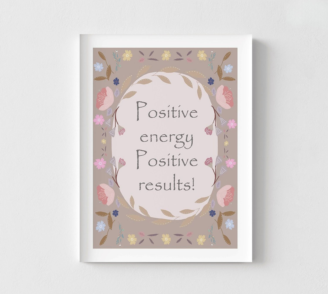 WeFrameArt Positive Energy Positive Results Sign, Framed Positive Print ...