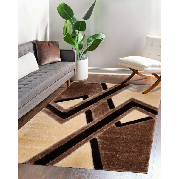 Wrought Studio Feather Jessiah Shaggy Brown & Beige | Wayfair