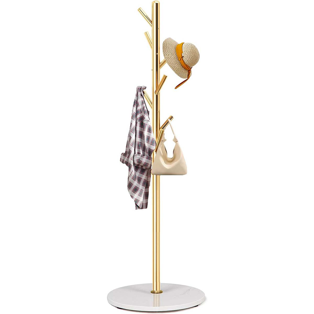 Latitude Run® Coat Rack Stand With Natural Marble Base, Metal ...