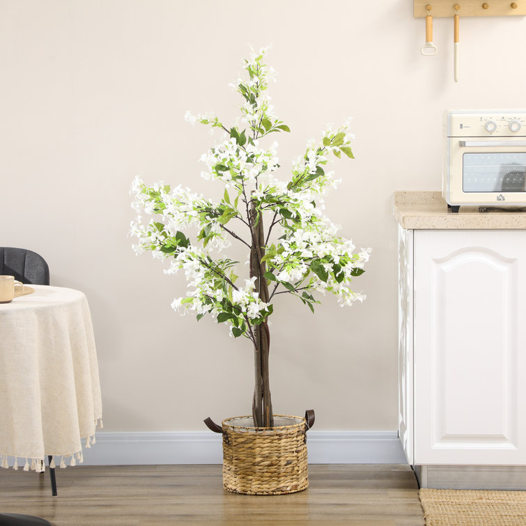 The Seasonal Aisle 150cm Faux Flowering Tree in Cement Pot | Wayfair.co.uk