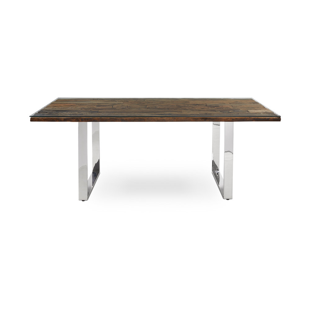 Tree Line Furniture Landon Dining Table, Railway Sleeper Wood Top With ...