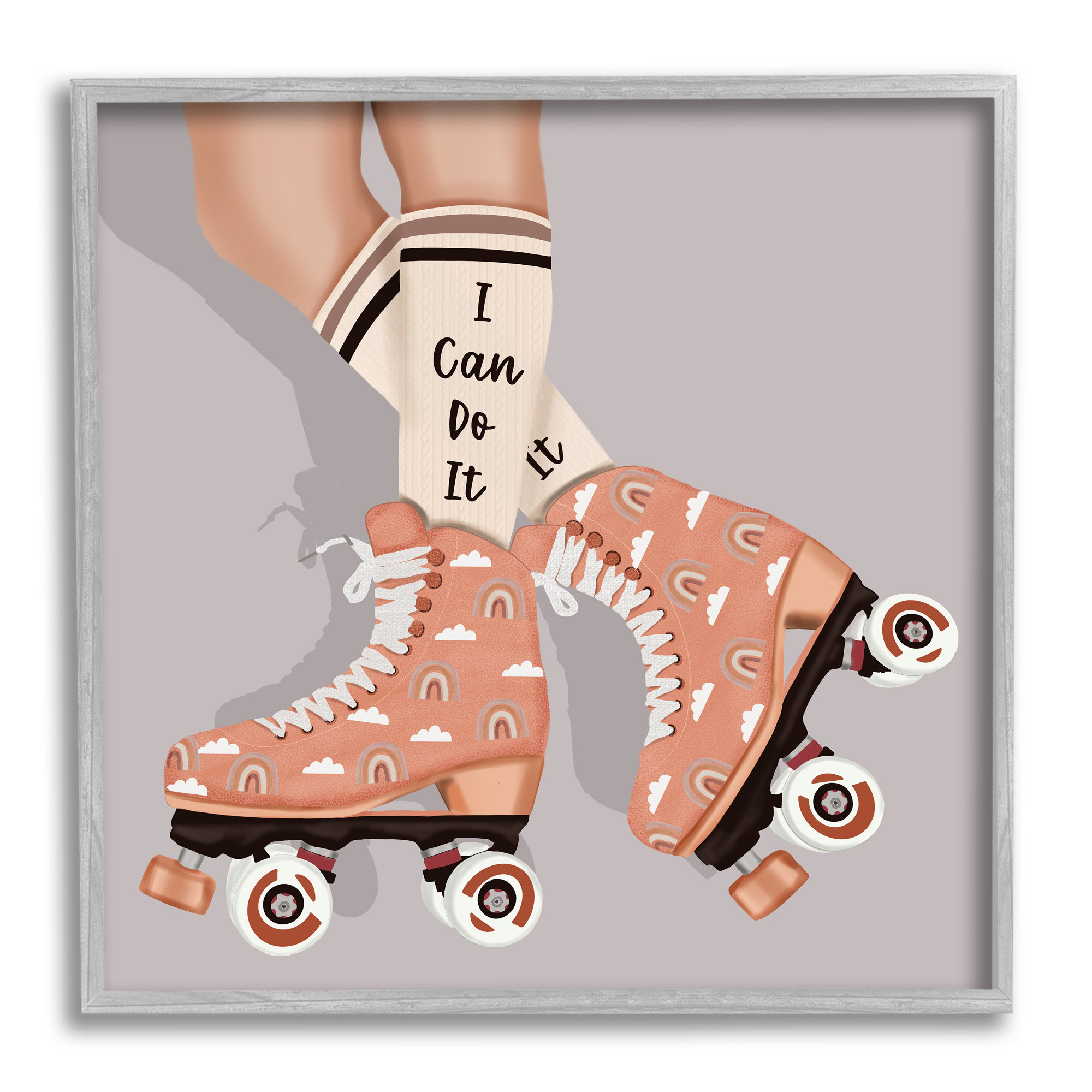 Stupell Industries I Can Do It Roller Skates Framed On Wood by Saba ...