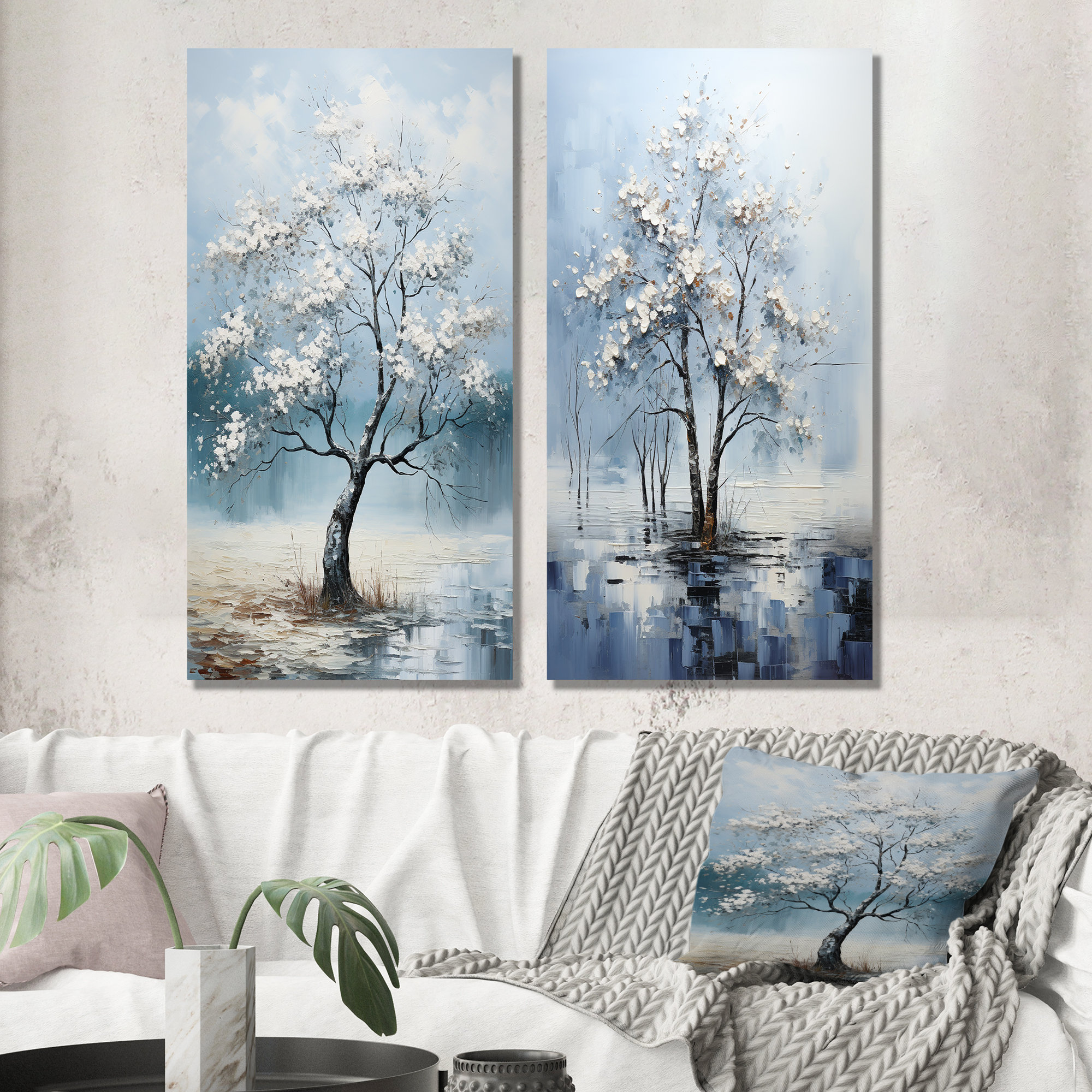 Lark Manor™ Maple Trees In Stormy Blue Tones - Tree Maple Metal Wall ...