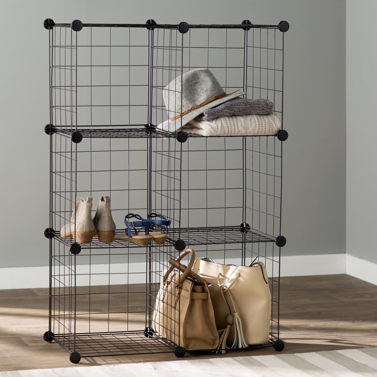 AllModern Ilara Modular Mesh Storage Cube 44.75" Three Shelf Shelving ...