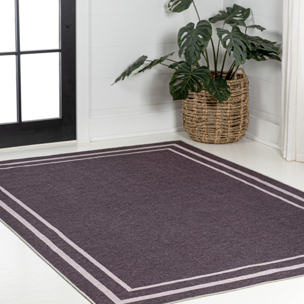 Latitude Run® Mariques Classic 2-Stripe Border Washable Dark Purple ...