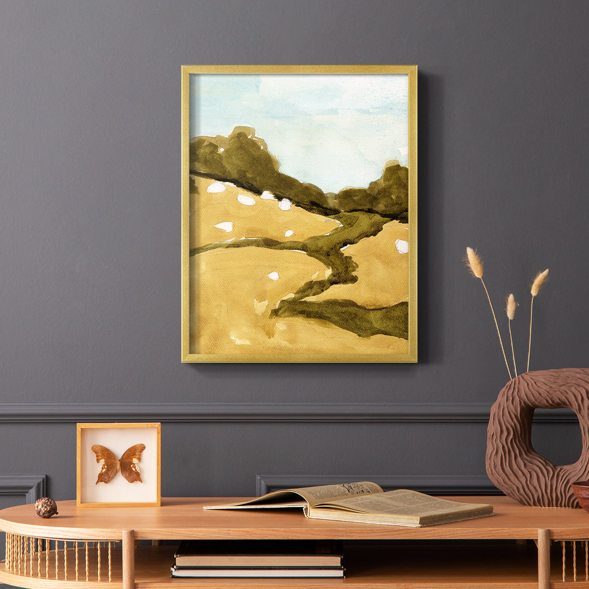 August Grove® Scattered Sheep II Framed Print - Solid Wood | Wayfair