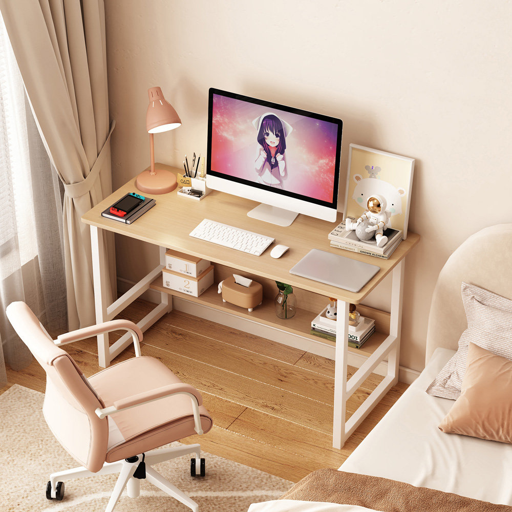 Hokku Designs Home Office Computer Desk With Storage Shelf | Wayfair