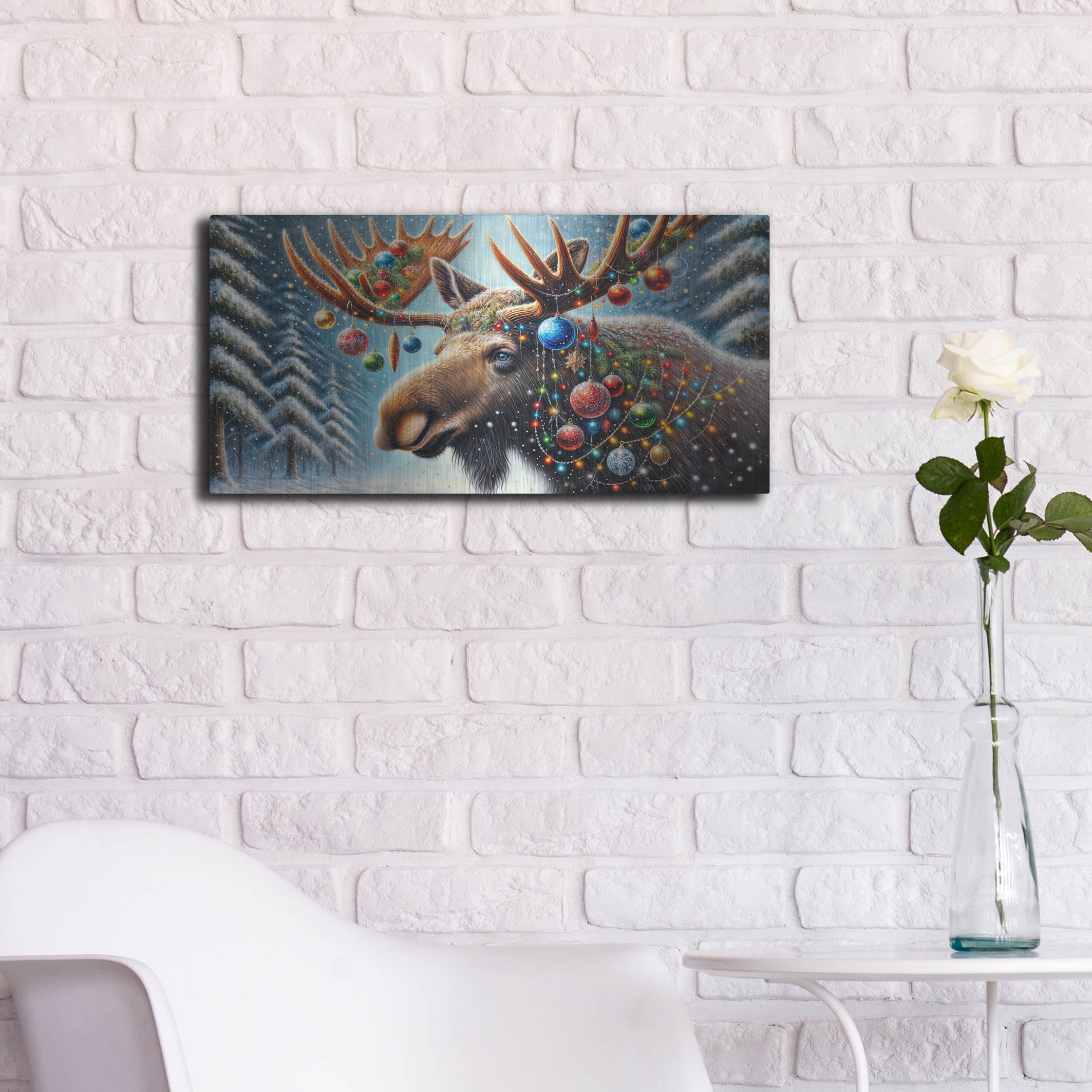 The Holiday Aisle® 'Christmas Christmoose' by Rey Klimt Metal Wall Art ...
